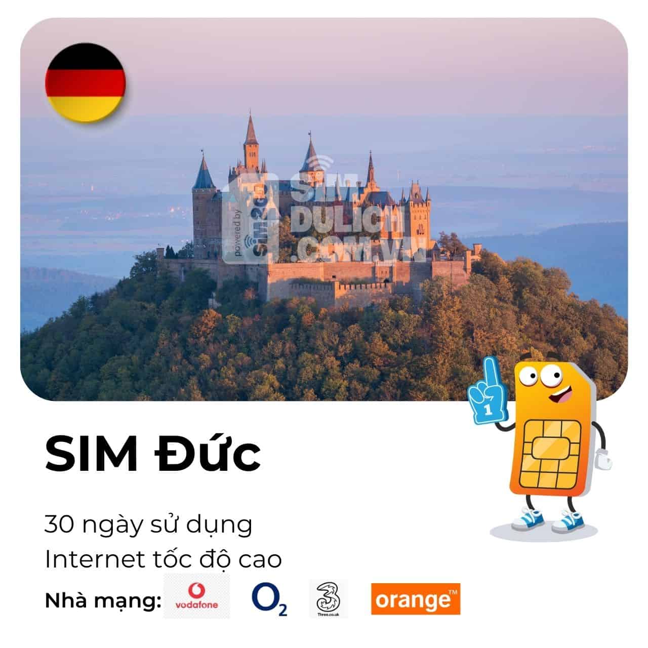 Sim du lịch Đức 30 ngày data tốc độ cao, có nghe gọi