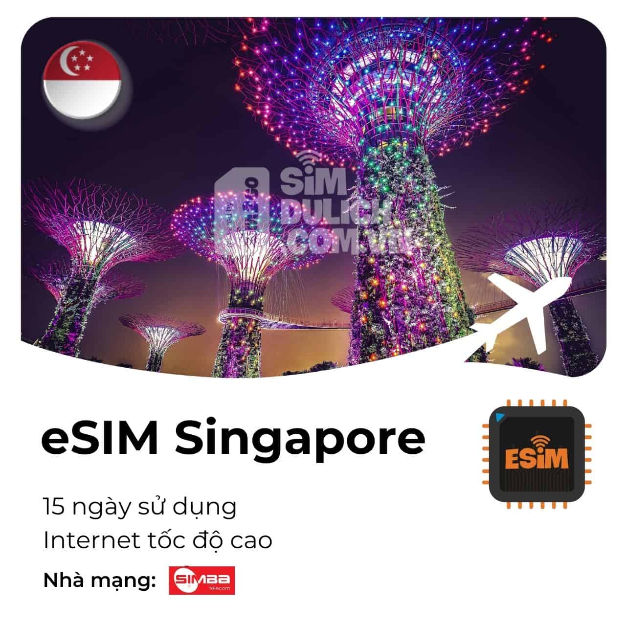 eSIM du lịch Singapore 15 ngày 5GB - 20GB data