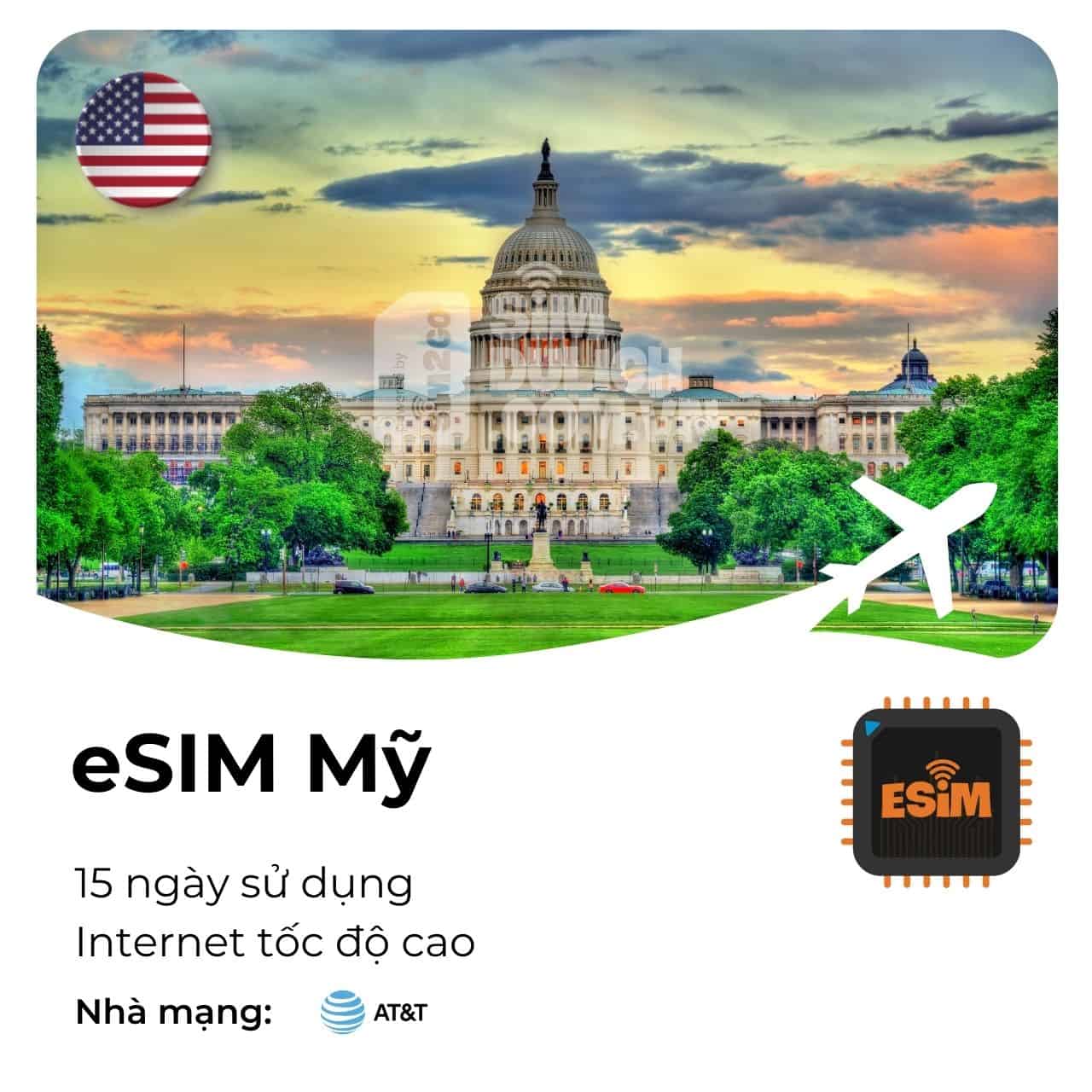 eSIM du lịch Mỹ USA 15 ngày 5GB-20GB data