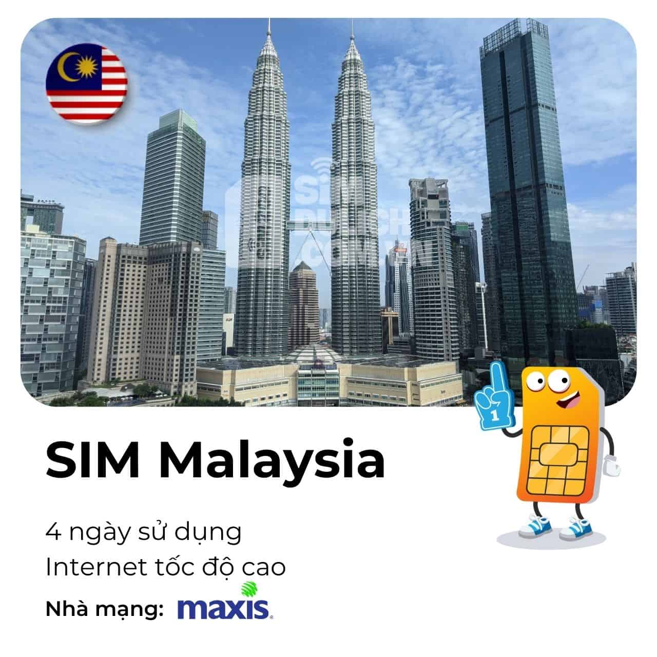 SIM du lịch Malaysia 4 ngày 4GB - 12GB data