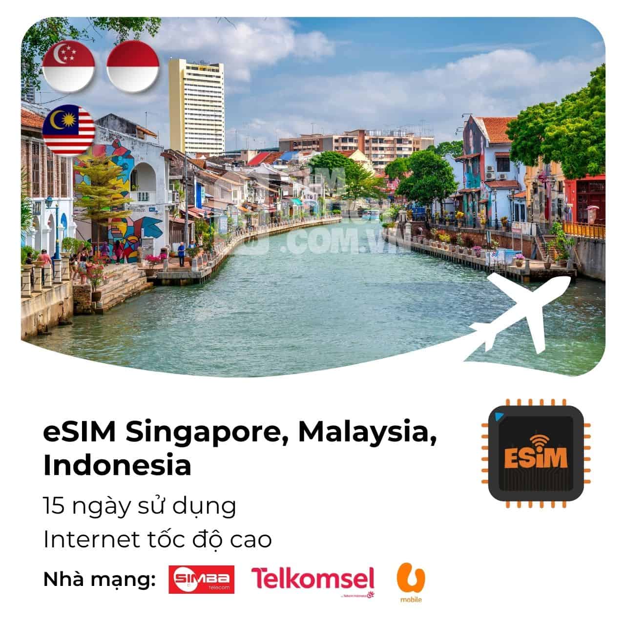 eSIM du lịch Đông Nam Á 15 ngày 5GB-20GB data